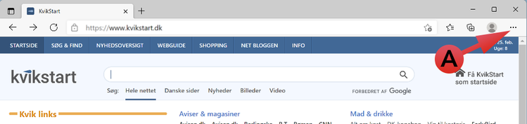 Indstil startside i Edge browseren
